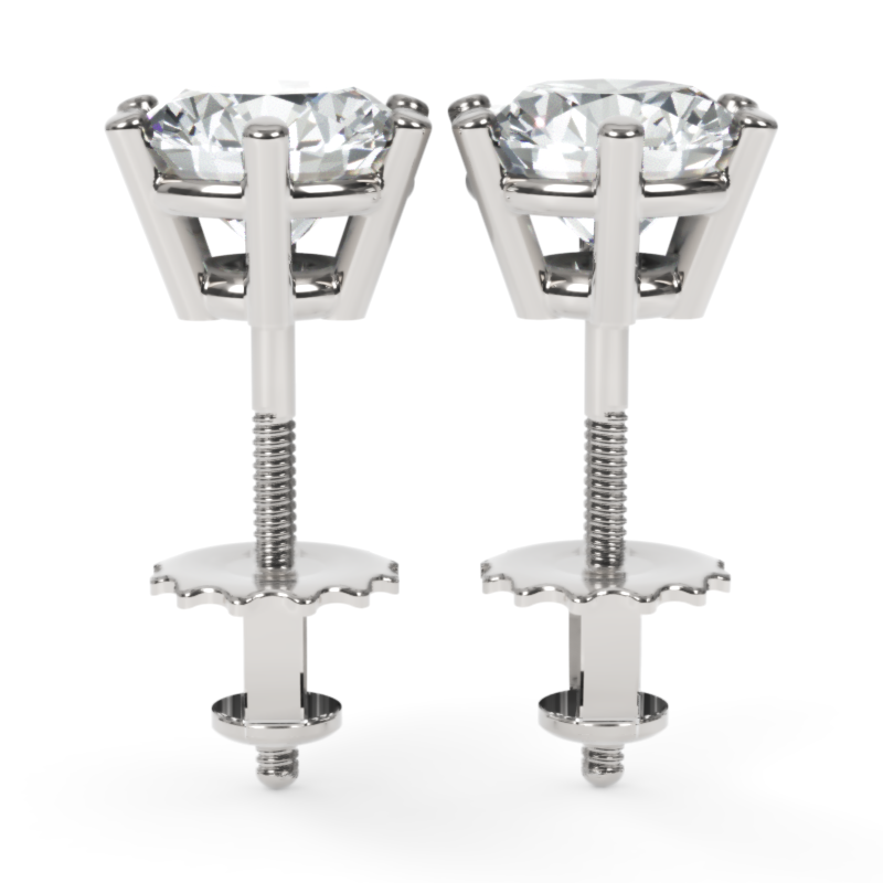 Round Six Claw Double Bezel Earrings